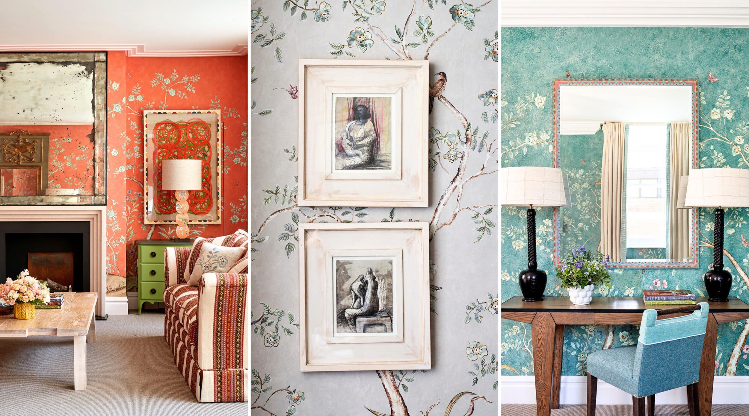 One Wallpaper, Three Different Schemes: Songbird - Kit Kemp Design Studio